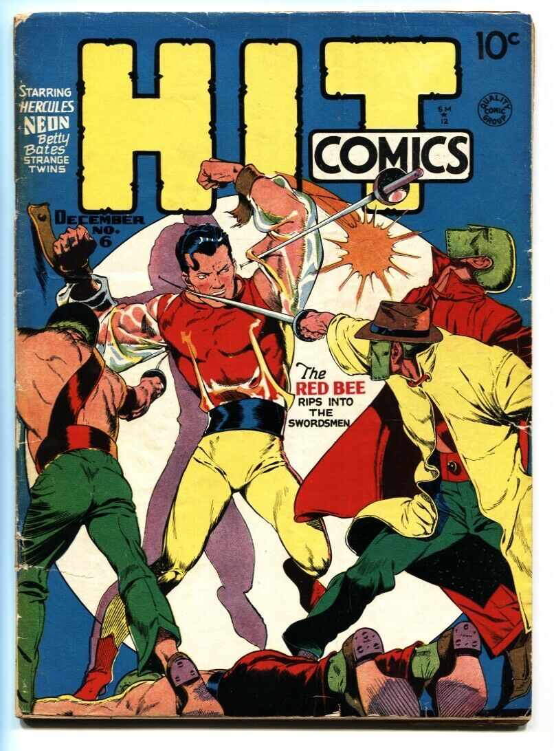 Hit Comics #6 1940 PRE-CODE HORROR STORY-Red Bee-Lou Fine-Golden Age ...
