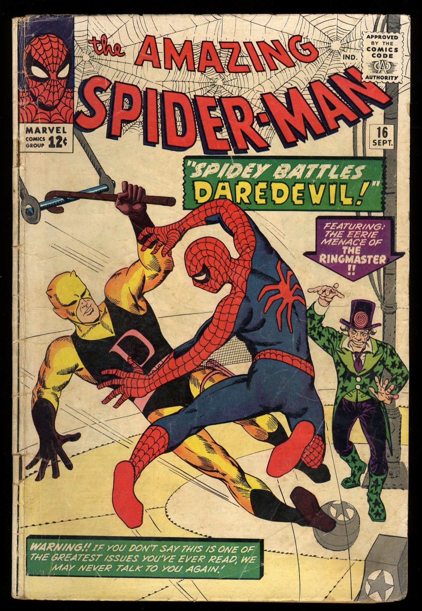 Amazing Spider-Man #16 GD/VG 3.0 Battles Daredevil! Stan Lee! | Comic ...
