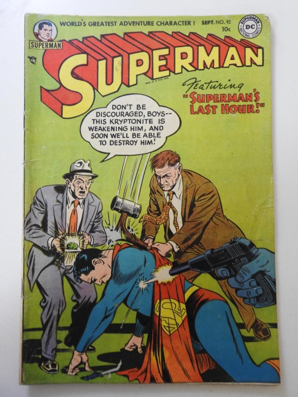 Superman #92 (1954) GD+ Condition 1 in tear fc, 4 in tear bc | Comic Books - Golden Age, DC ...