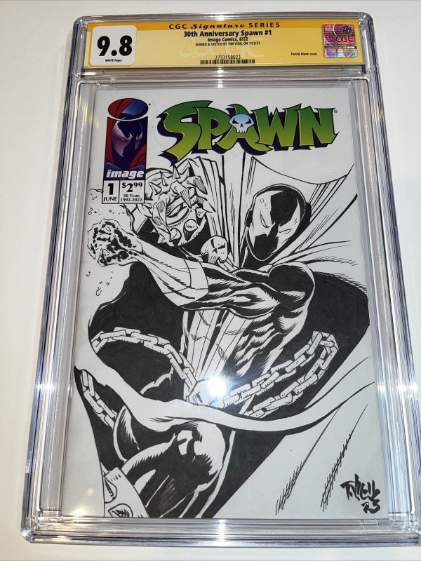 30th Anniversary Spawn (2022) # 1 (CGC 9.8 SS WP) Signed & Sketch Tim ...