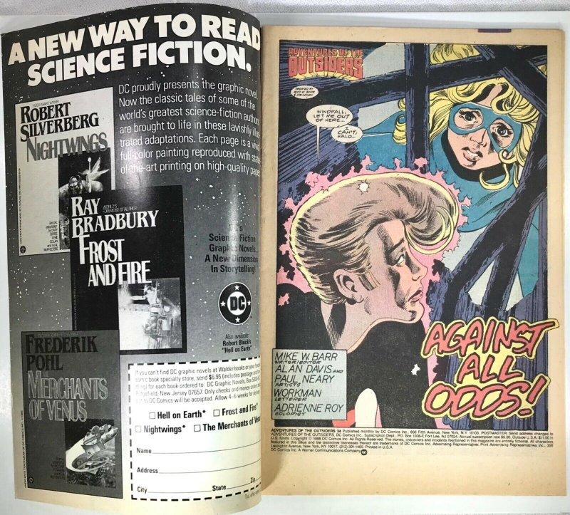 ADVENTURES OF THE OUTSIDERS Comic Issue 34 — Looker — 1986 DC Universe ...
