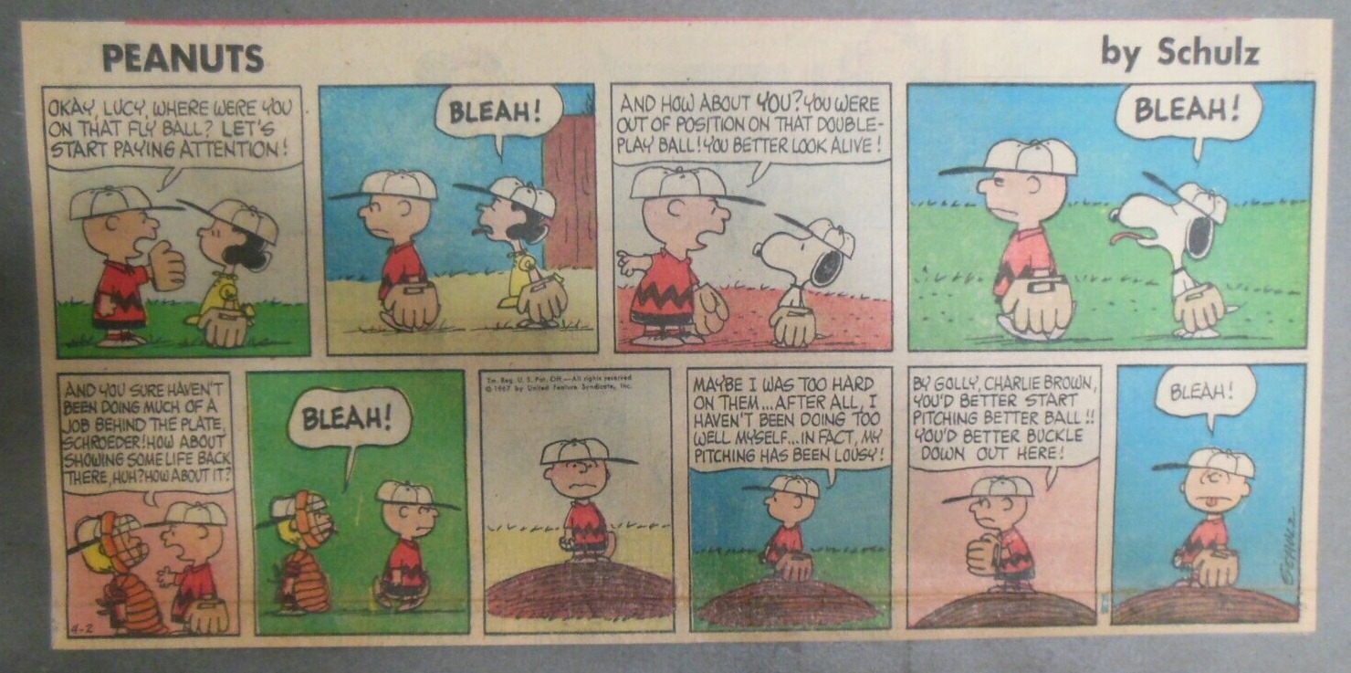 Peanuts Sunday Page by Charles Schulz from 4/2/1967 Size: ~7.5 x 15 ...