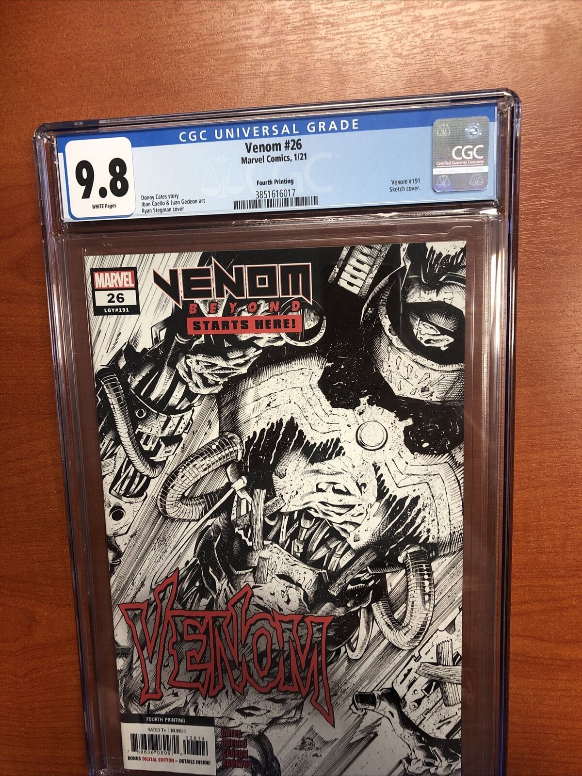 Venom (2021) #26 (CGC 9.8 WP) 4th Print Venom #191 Sketch Cover R ...