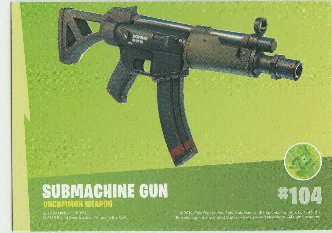 Fortnite Submachine Gun 104 Uncommon Weapon Panini 2019 trading card ...
