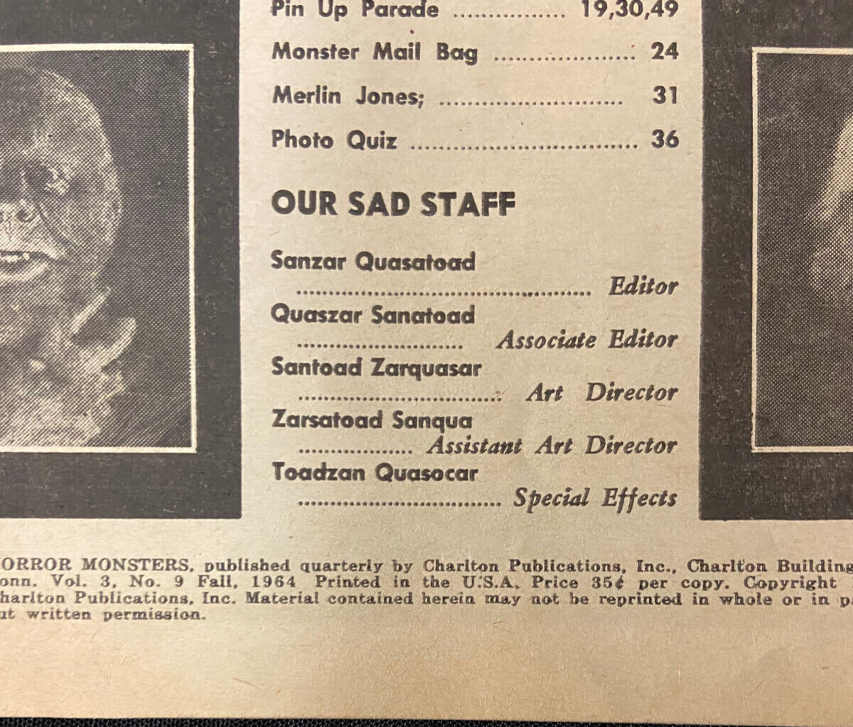 Vintage 1964 Horror Monsters Magazine #9 FN | Comic Books - Modern Age ...