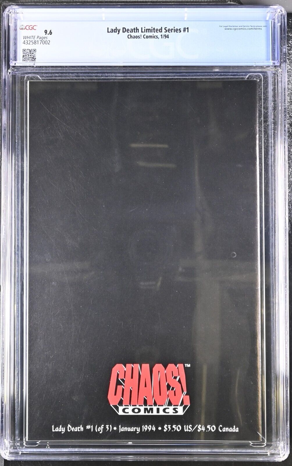 Lady Death Limited Series #1 CGC 9.6 Chaos Comics 1994 Chromium Cover ...