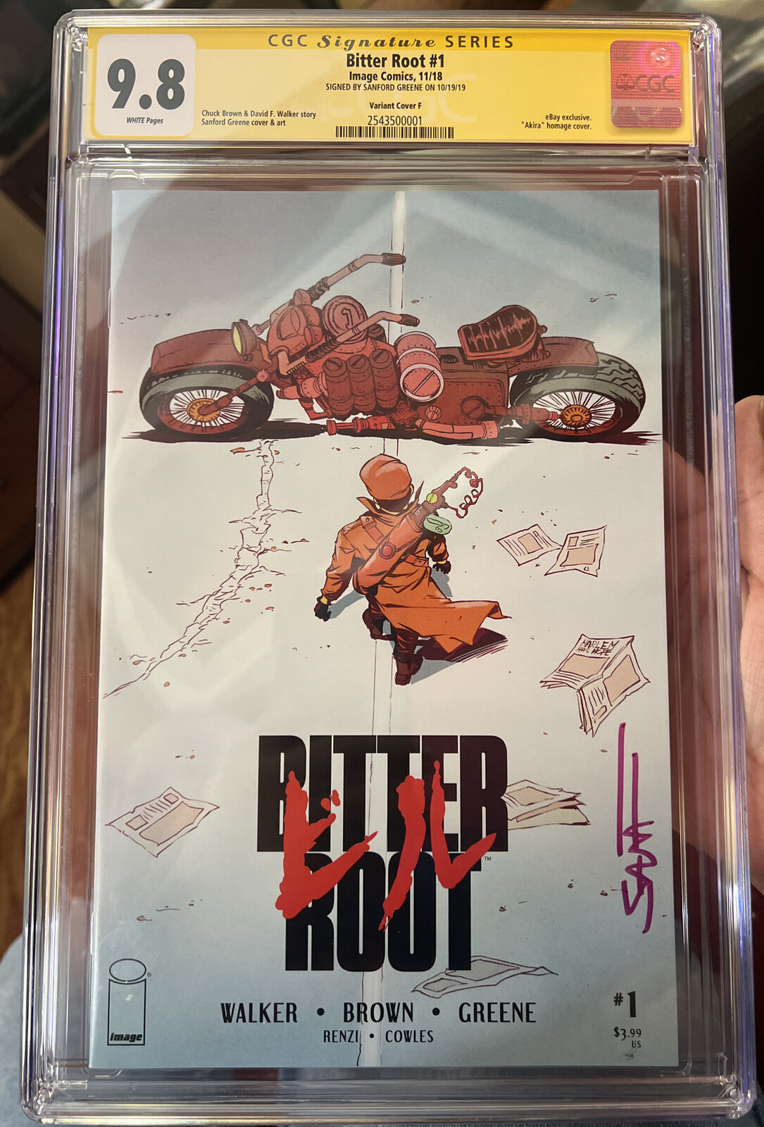 Bitter Root #1 Akira Homage Variant SS CGC 9.8 SIGNED BY SANFORD GREENE ...