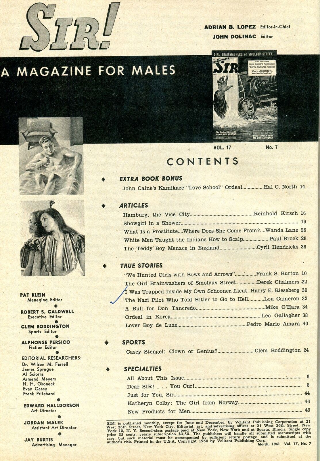 Sir! Magazine March 1961- Hamburg Vice City- Jeri Fitzgerald- Casey ...