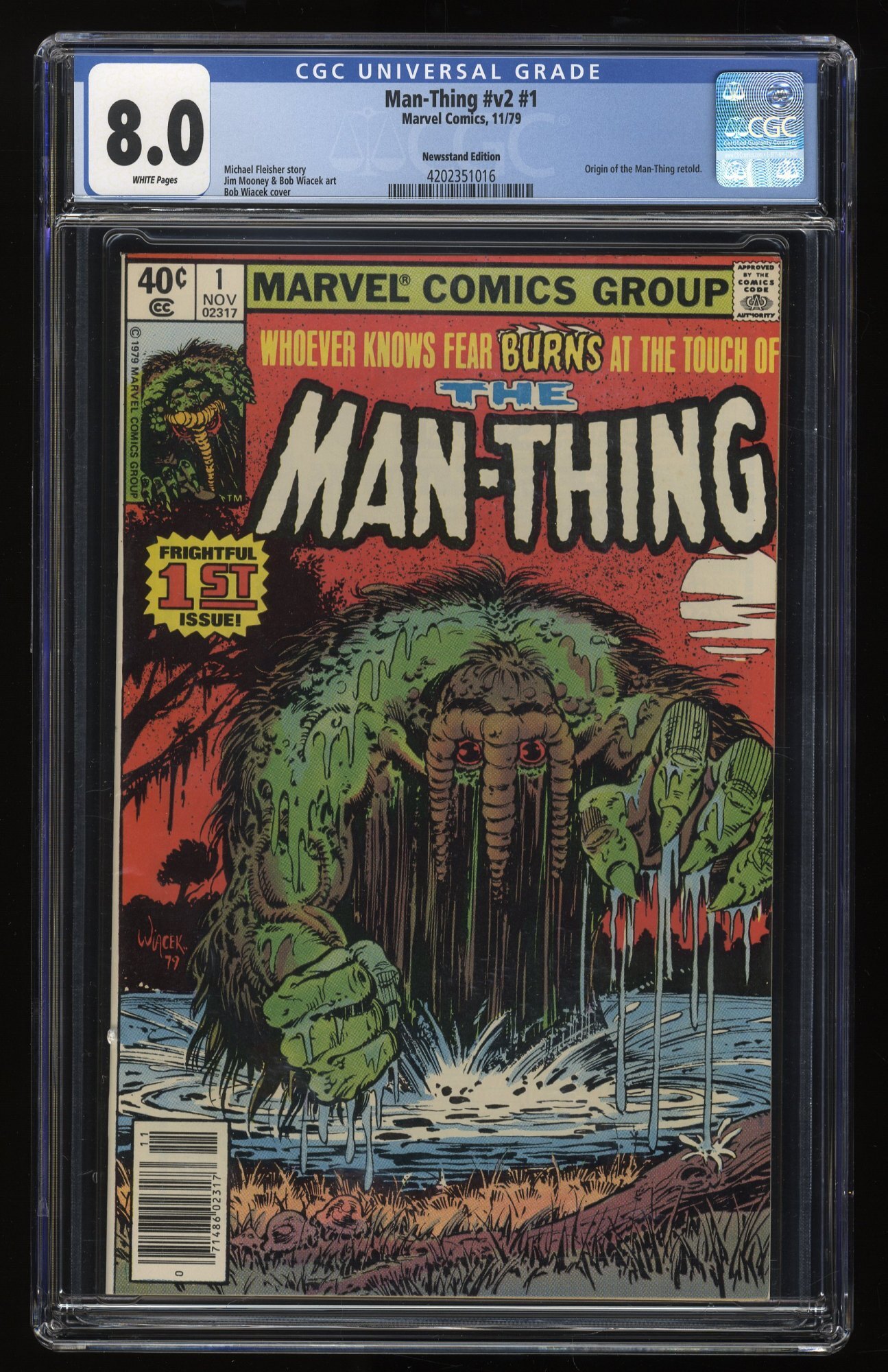 Man-Thing (1979) #1 CGC VF 8.0 White Pages Newsstand Variant Origin ...
