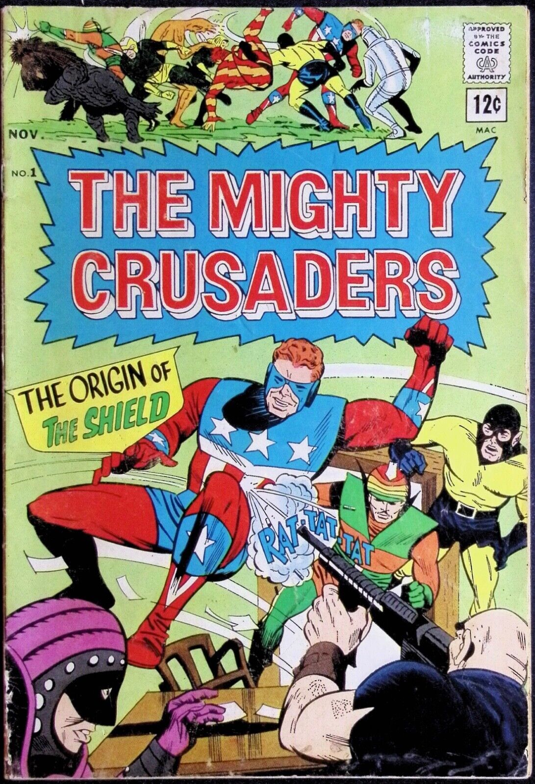 THE MIGHTY CRUSADERS Comic 1 -- 36 Pages Shield Eraser Brain Emperor -- 1965 G | Comic Books ...