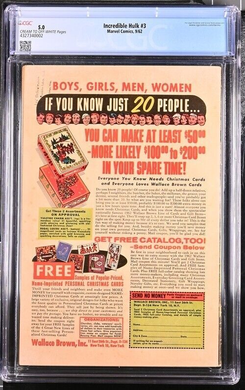 Incredible Hulk #3 CGC 5.0 1st Ringmaster Circus of Crime | Comic Books ...