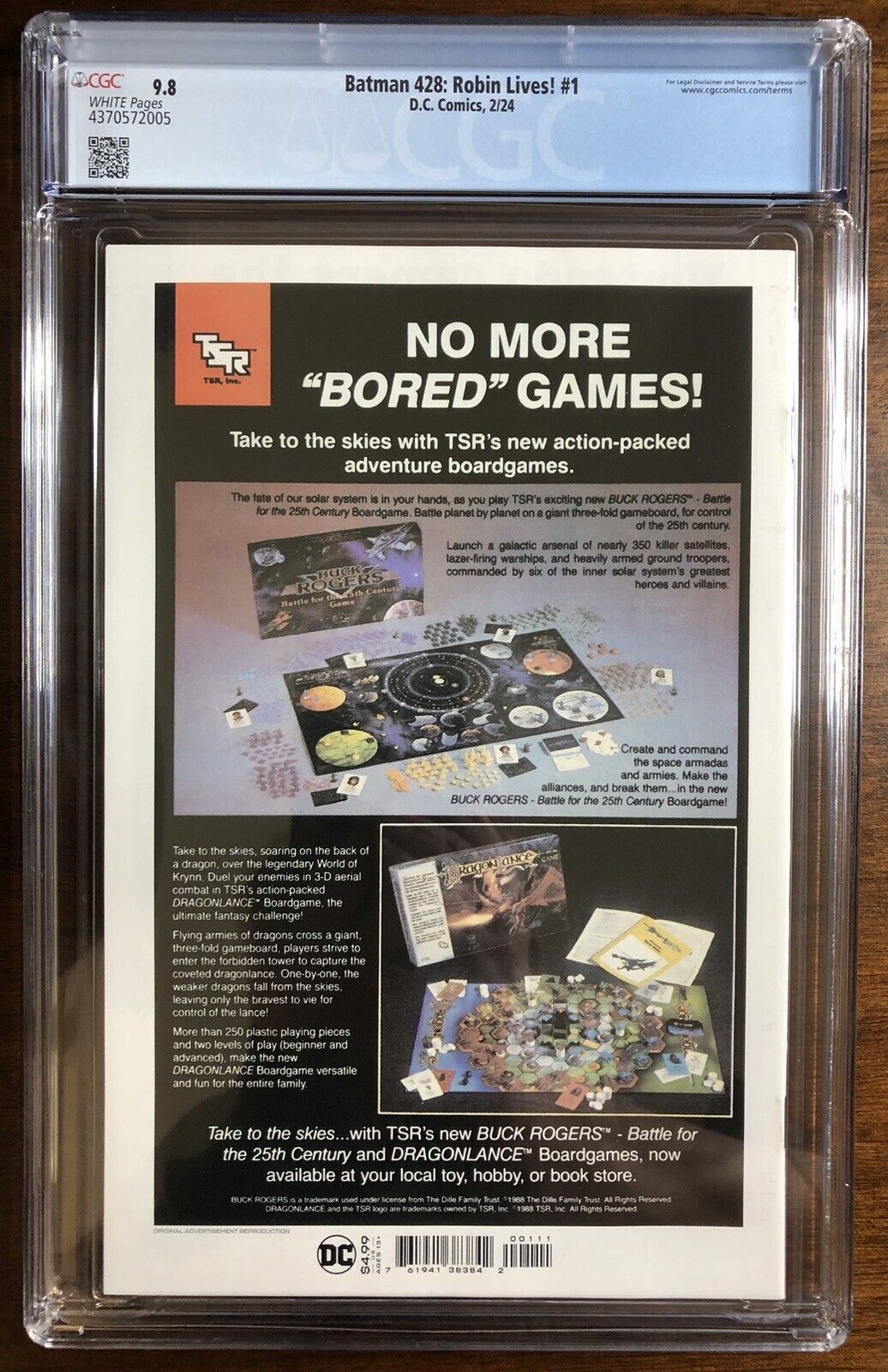 Batman #428 Robin Lives CGC 9.8 Alternate Facsimile of 1988 Original DC ...