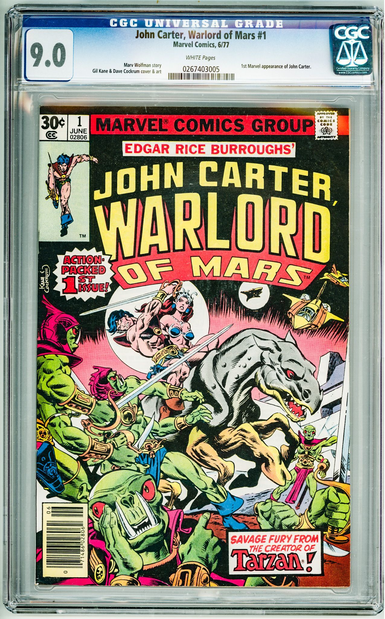 John Carter Warlord of Mars #1 (1977) CGC 9.0! | Comic Books - Bronze ...