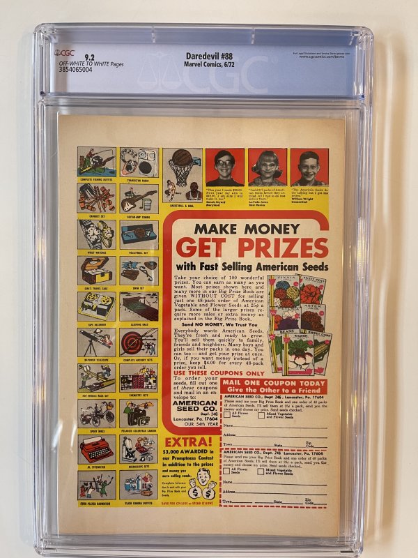 Daredevil #88 CGC 9.2 (Bronze Age Key Marvel Comics) Origin Of Black ...