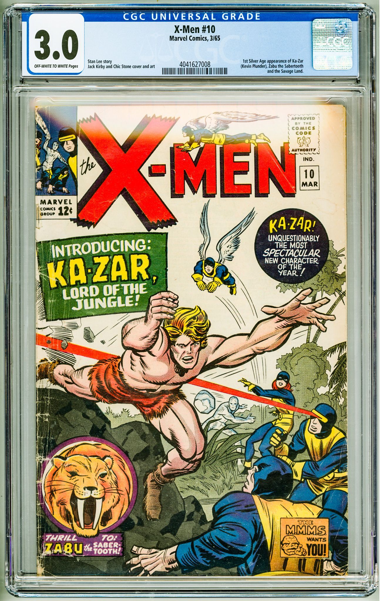 The X-Men #10 (1965) CGC 3.0 OWW Pages! 1st SA Appearance of Ka-Zar ...