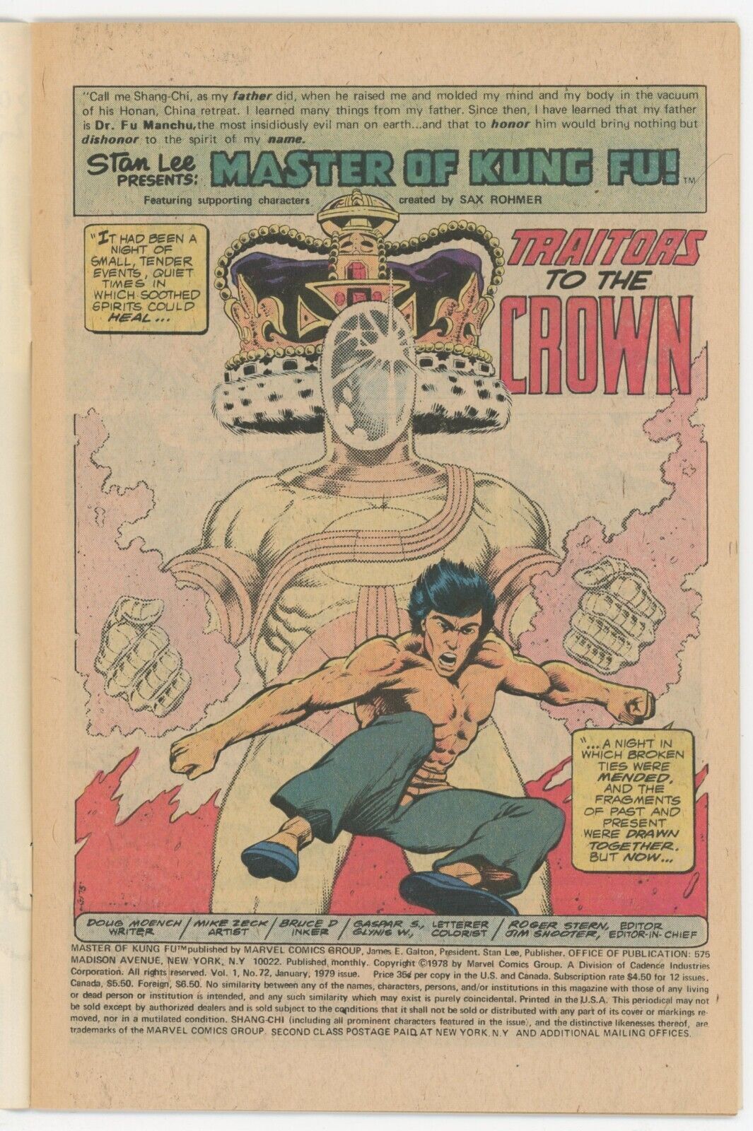 Master of Kung Fu 72 VFNM 9.0 Bronze Age Marvel 1979 Fu Manchu Shang ...