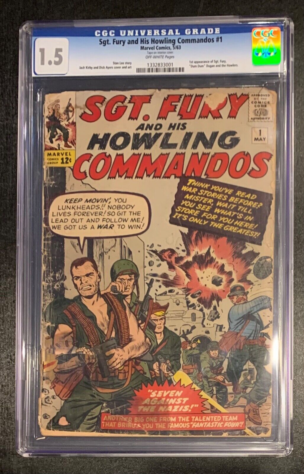 (1963) SGT Fury and HIS Howling Commandos #1 CGC 1.5 Owp! Jack Kirby ...