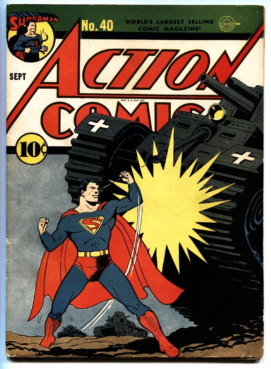 Action Comics #40-Superman-Wwii Cover-1St Star Spangled KID 1941 ...