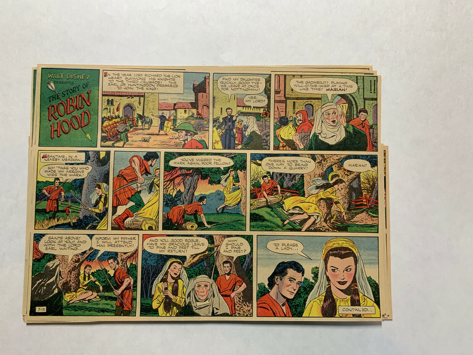 Robin Hood Newspaper Comic Strip 7/13/1952-12/28/1952 Complete Disney ...