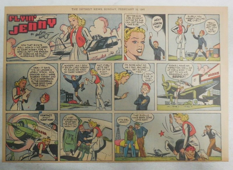Flying Jenny Sunday Page by Keaton from 2/16/1941 Size: 11 x 15 inches Spanking! | Comic Books ...