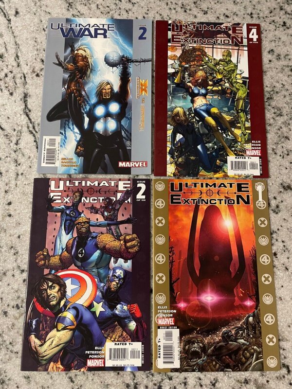 4 Marvel Comic Books Ultimate Extinction 1 2 4 + War # 2 Avengers Hulk ...