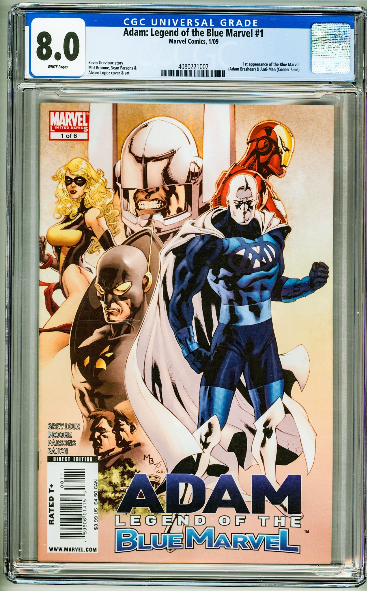 Adam: Legend of the Blue Marvel #1 (2009) CGC 8.0! White Pages! | Comic ...