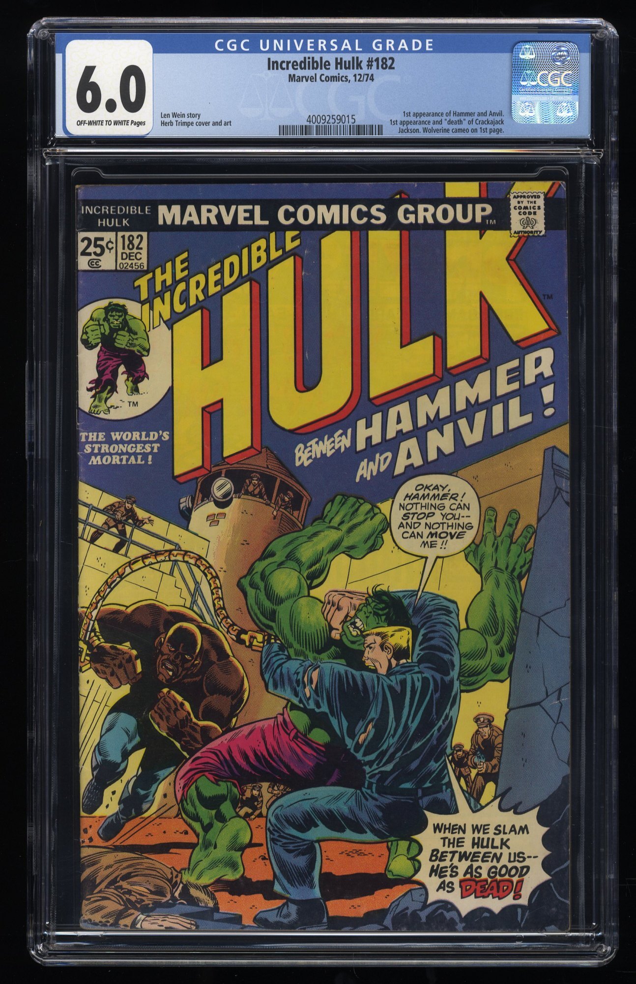 Incredible Hulk #182 CGC FN 6.0 2nd Appearance Full Wolverine! | Comic ...