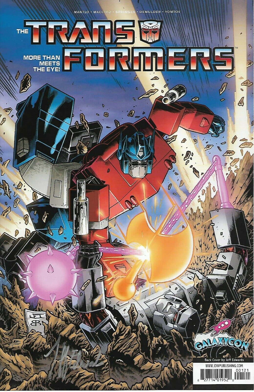 Transformers #1 GalaxyCon Set of 2 signed by Jeff Edwards on Back Cover ...