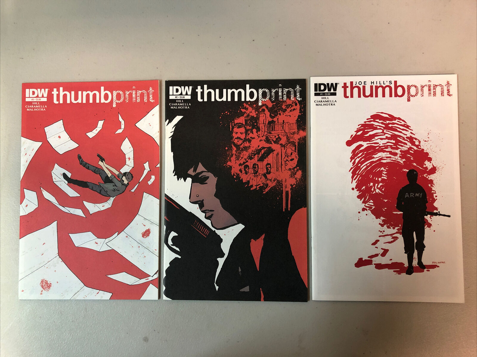 Thumbprint 2013 #1 2 3 (NM) Complete Set Vic Malhotra art Joe Hill’s ...