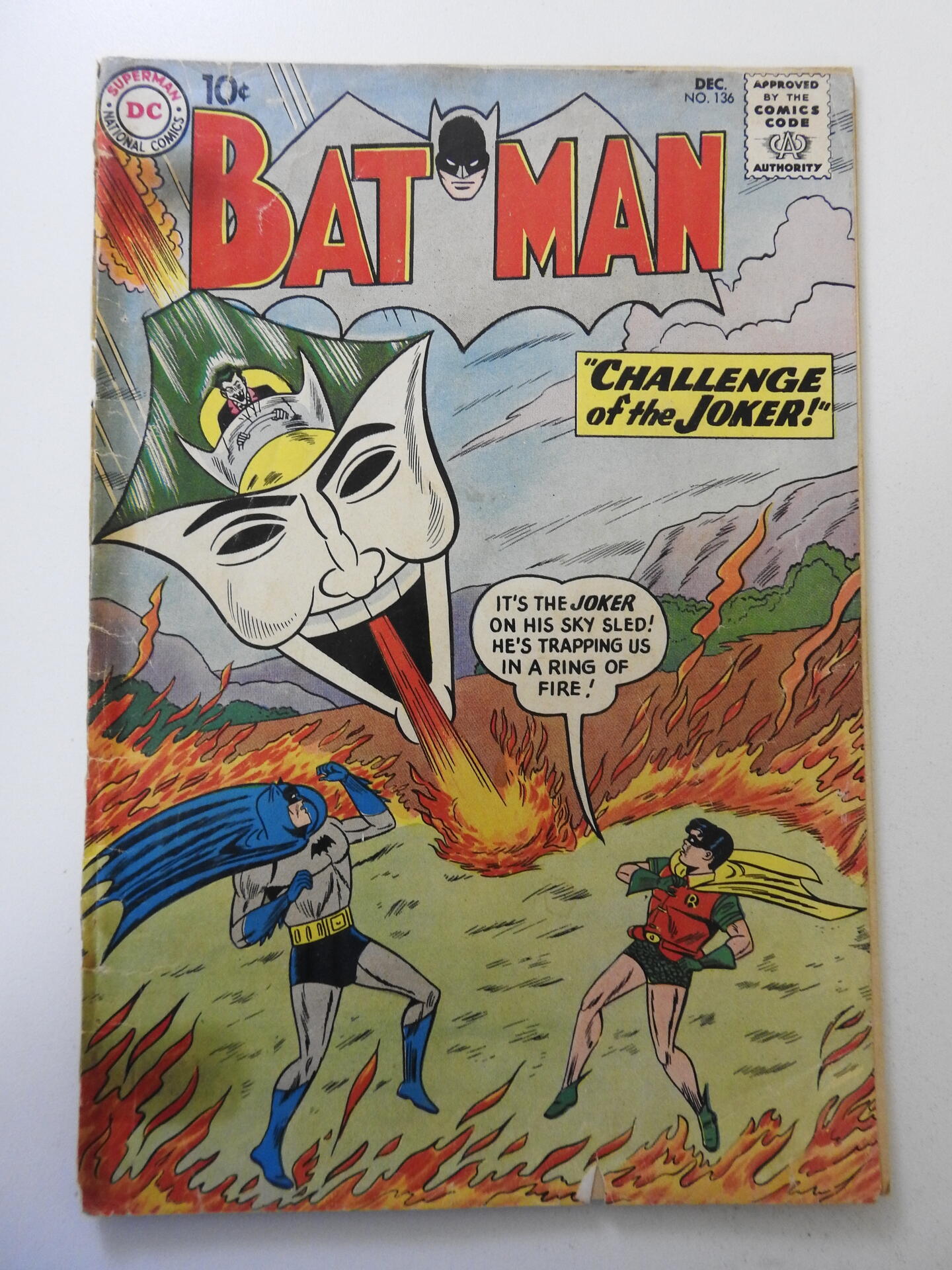 Batman #136 (1960) PR book-length spine split, tape on interior cover ...