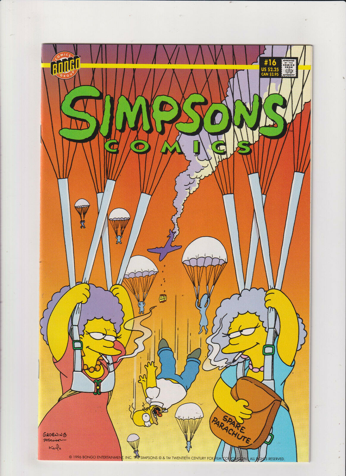 Simpsons #16 NM- 9.2 Newsstand Bongo 1996 Homer,Bart, Bumblebee Man,Dr ...
