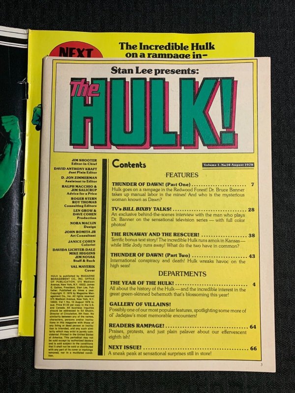 1978 (RAMPAGING) HULK Magazine #10 GD 2.0 Thunder of Dawn / Ron Wilson ...