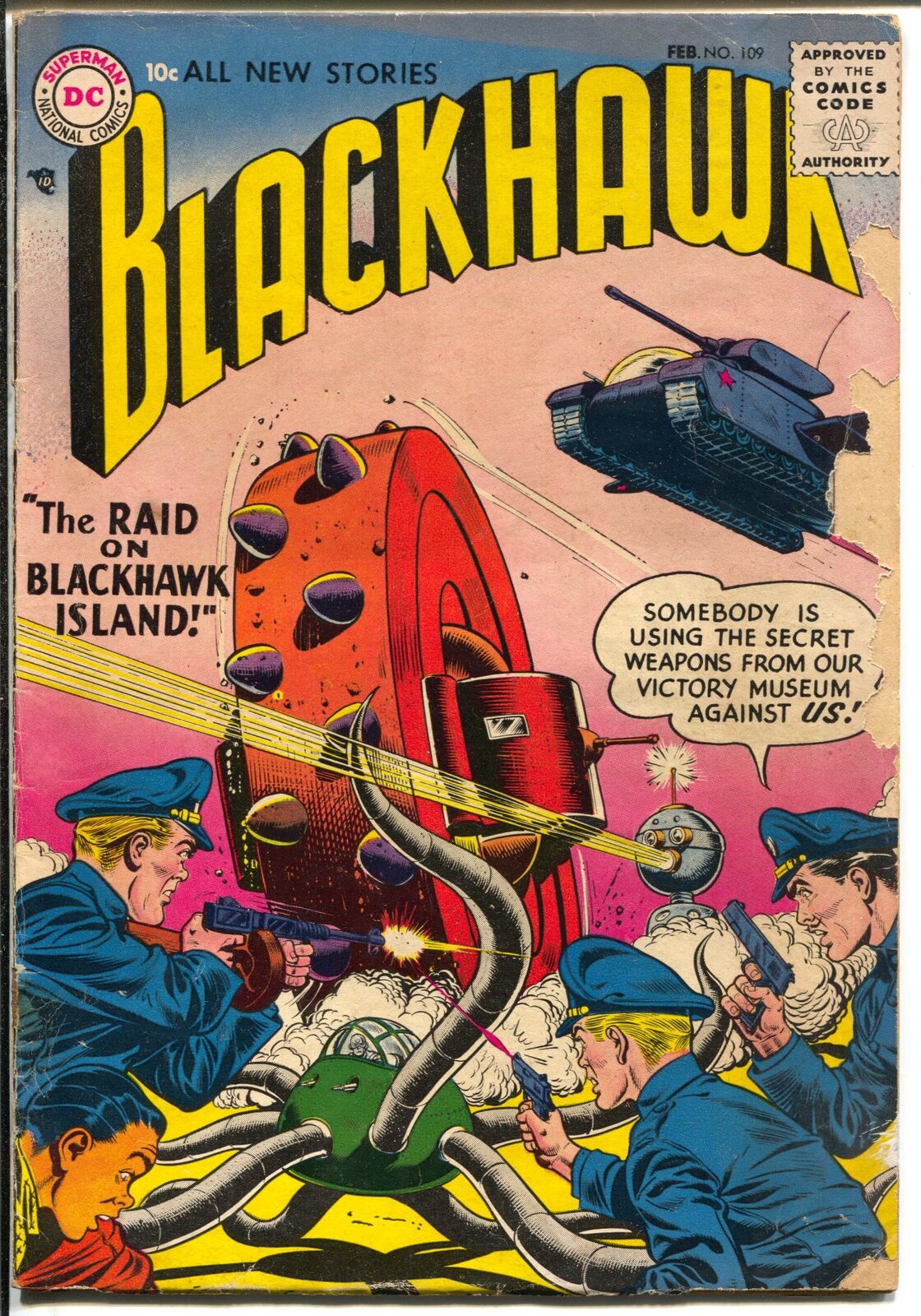 Blackhawk #109 1957-DC-War Wheel-2nd DC issue-Raid On Blackhawk Island ...