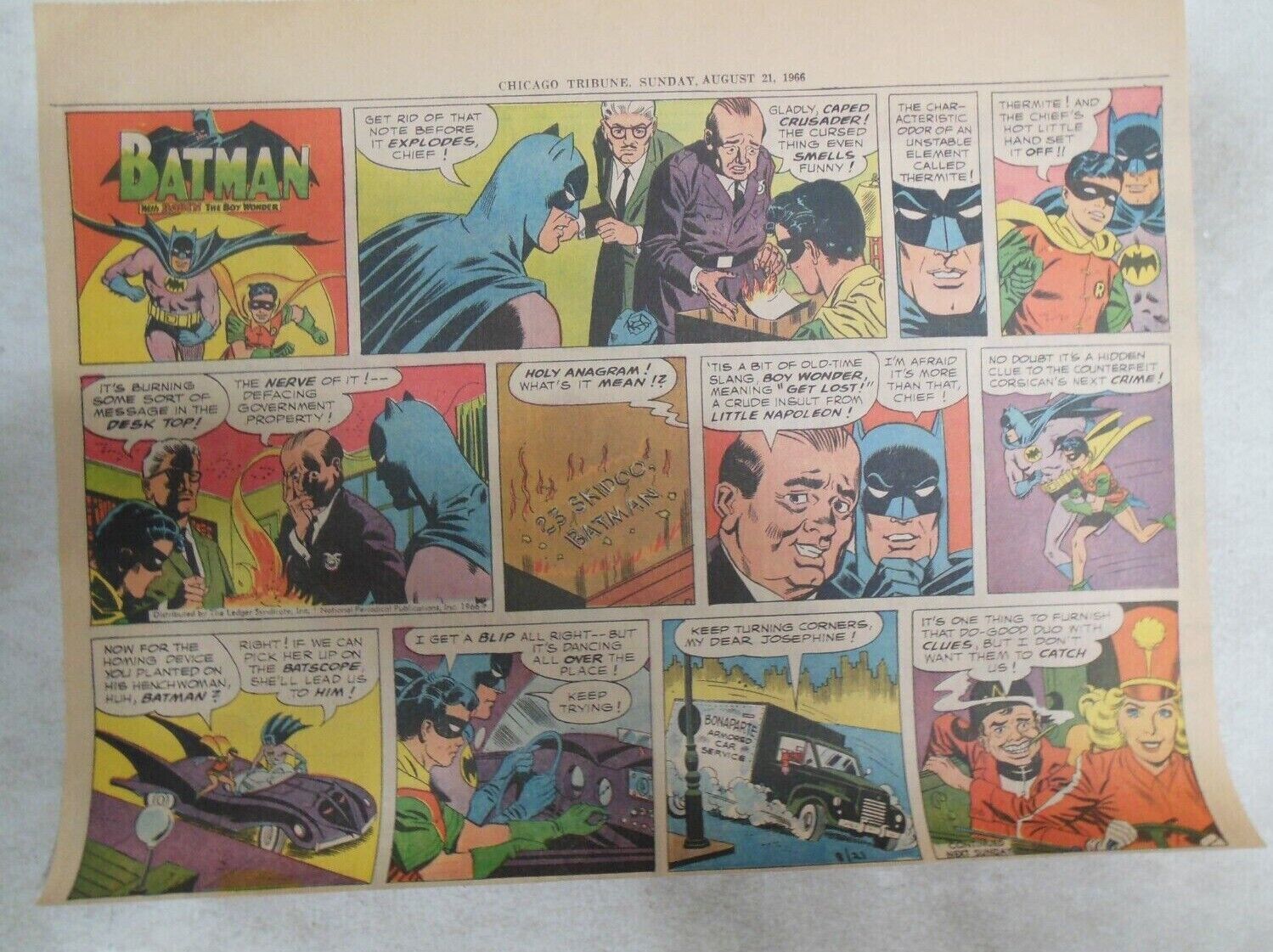 Batman Sunday by Bob Kane from 8/21/1966 Size: 11 x 15 inches Little ...