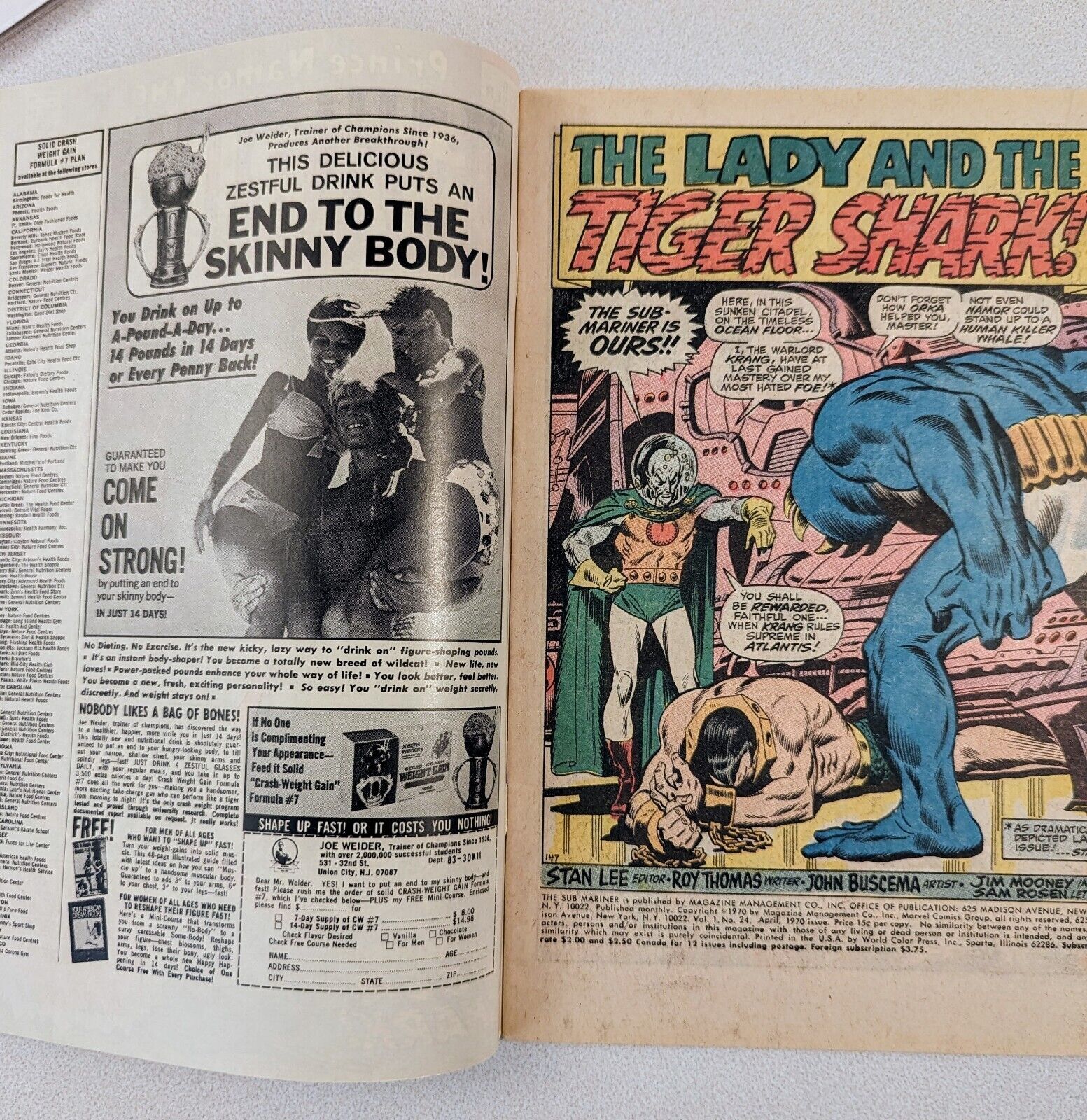 The Sub-Mariner #24 FN+ 6.5 1970 Silver Age Lady Dorma Orka Tiger Shark Appear! | Comic Books ...