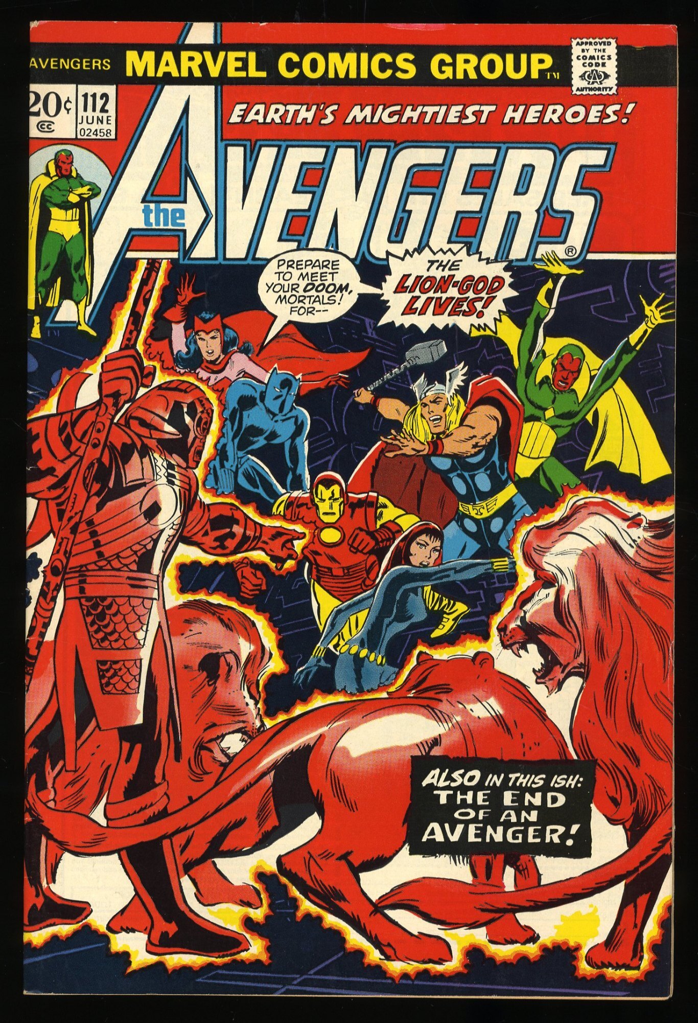 Avengers #112 FN/VF 7.0 1st Appearance Mantis! Black Widow! Heck Cover ...