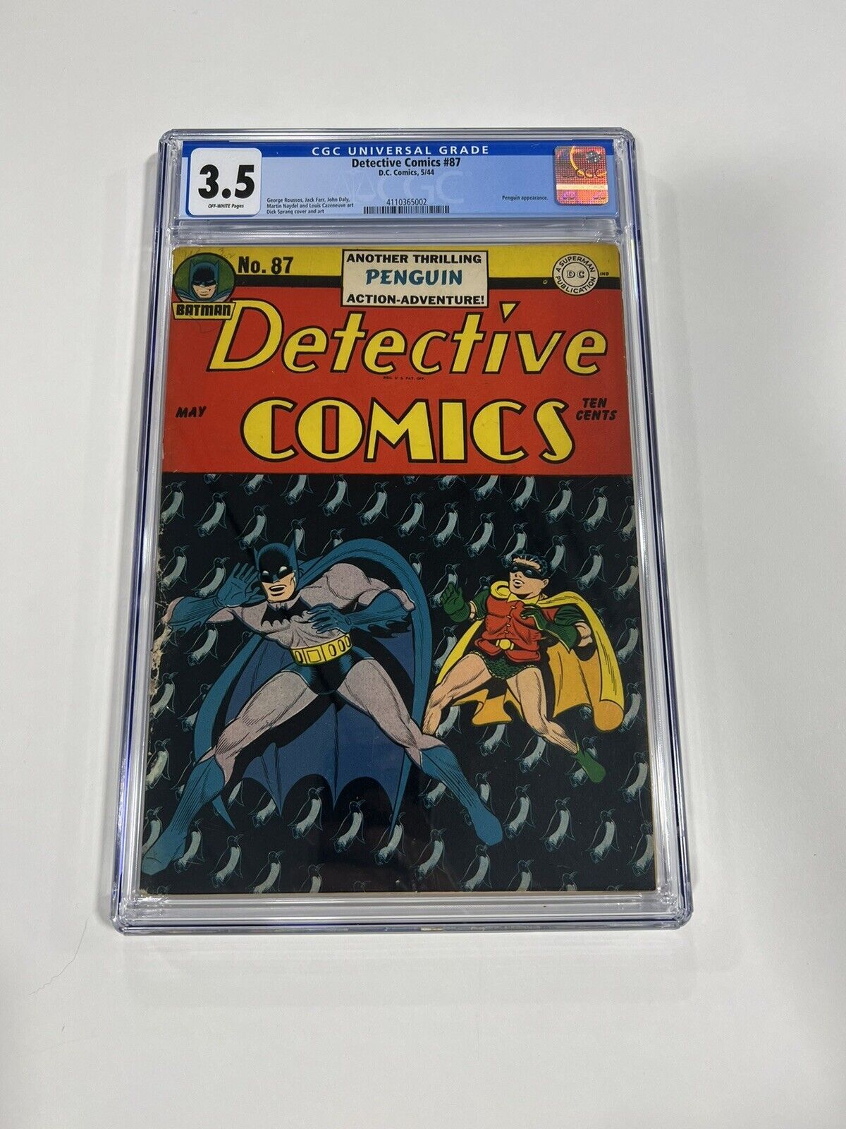 Detective Comics 87 CGC 3.5 OW Pages DC Comics 1944 | Comic Books ...