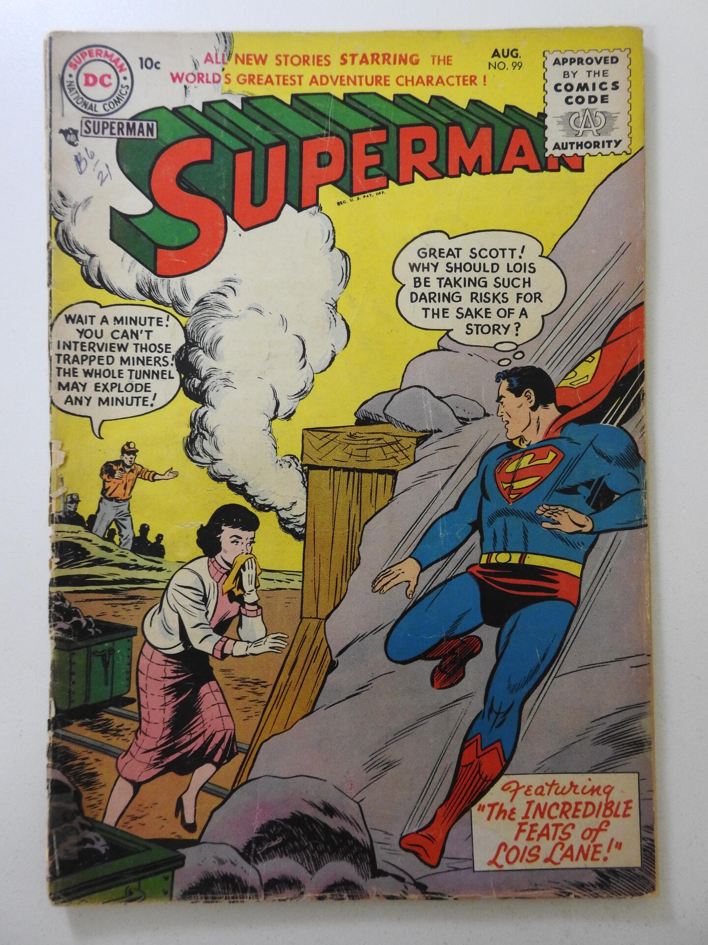 Superman #99 (1955) Incredible Feats of Lois Lane! Staples Added Good ...