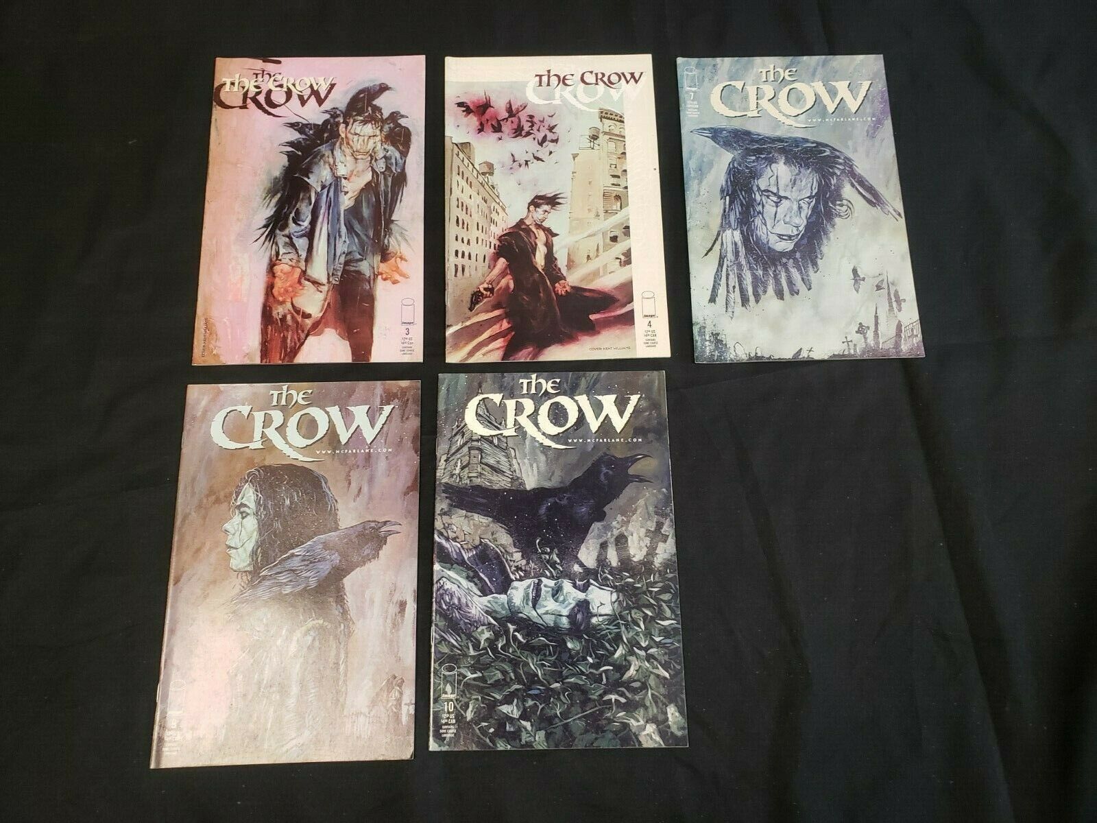 The Crow 5pc (Vf) Kent Williams, Issues #3-4, 7, & 9-10, Ashes to Ashes ...