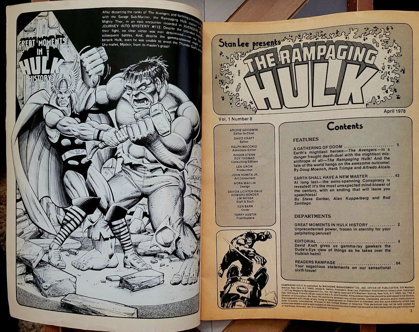 RAMPAGING HULK #8 FN (Marvel Magazine 1978) Death Of Ulysses Bloodstone ...