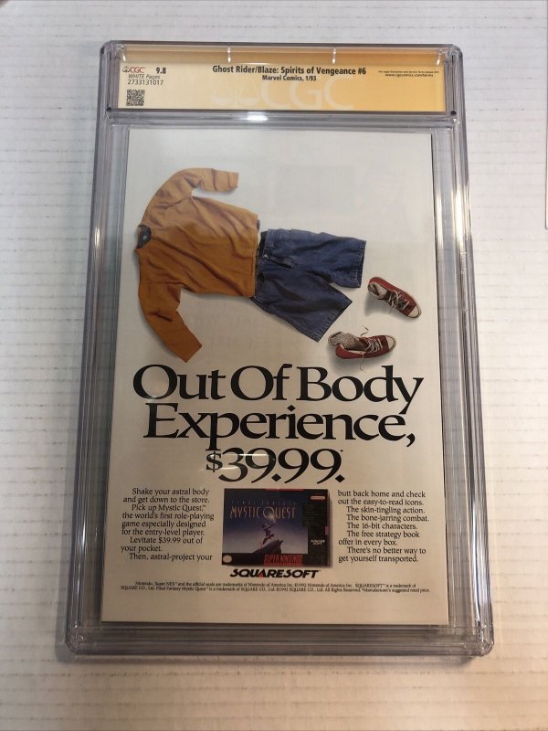 Ghost Rider/Blaze: Spirits of Venom #6(1993)CGC 9.8 Signed & Sketch Ken ...