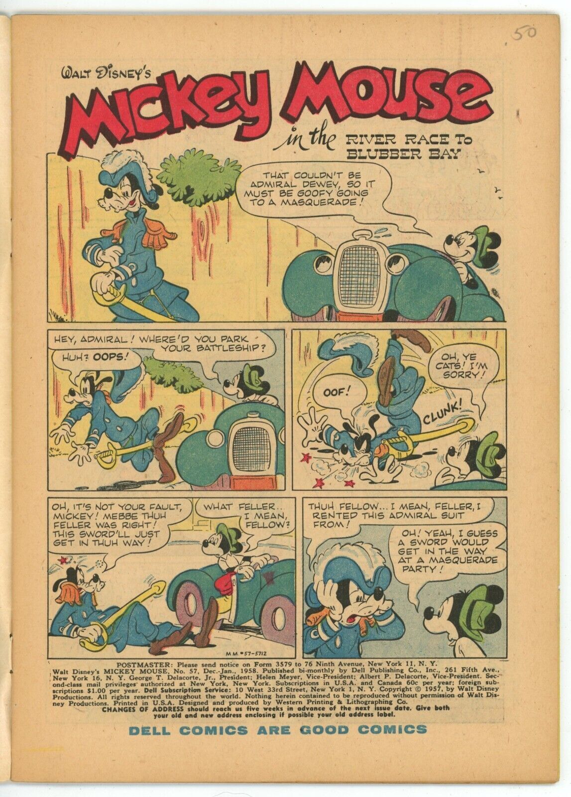 Walt Disney’s Mickey Mouse #57 FN- 5.5 Dell 1958 Silver Age Goofy ...