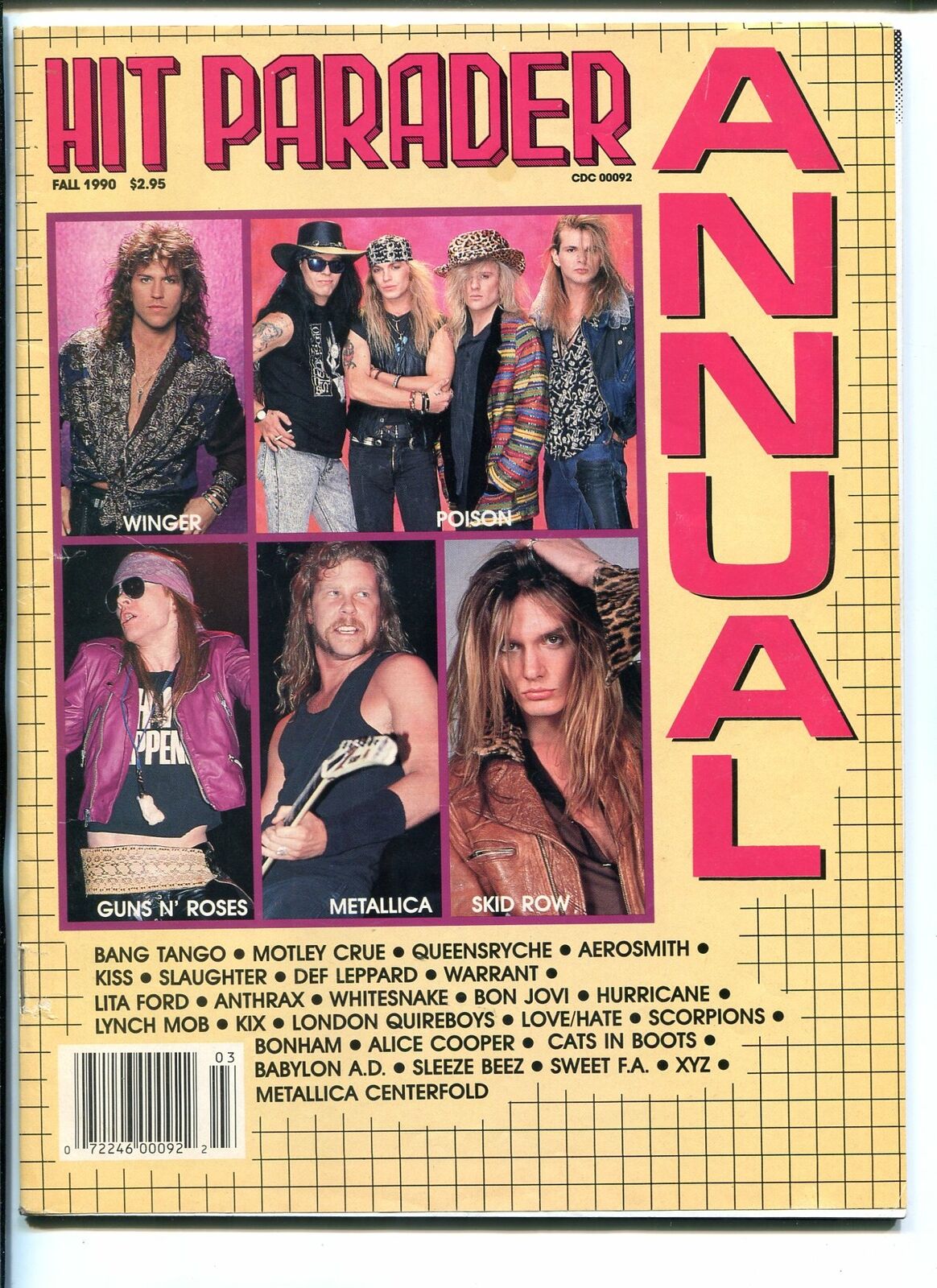 HIT Parader Annual Fall 1990-Poison-Skid Row-Aerosmith-Guns N' Roses-Fn ...