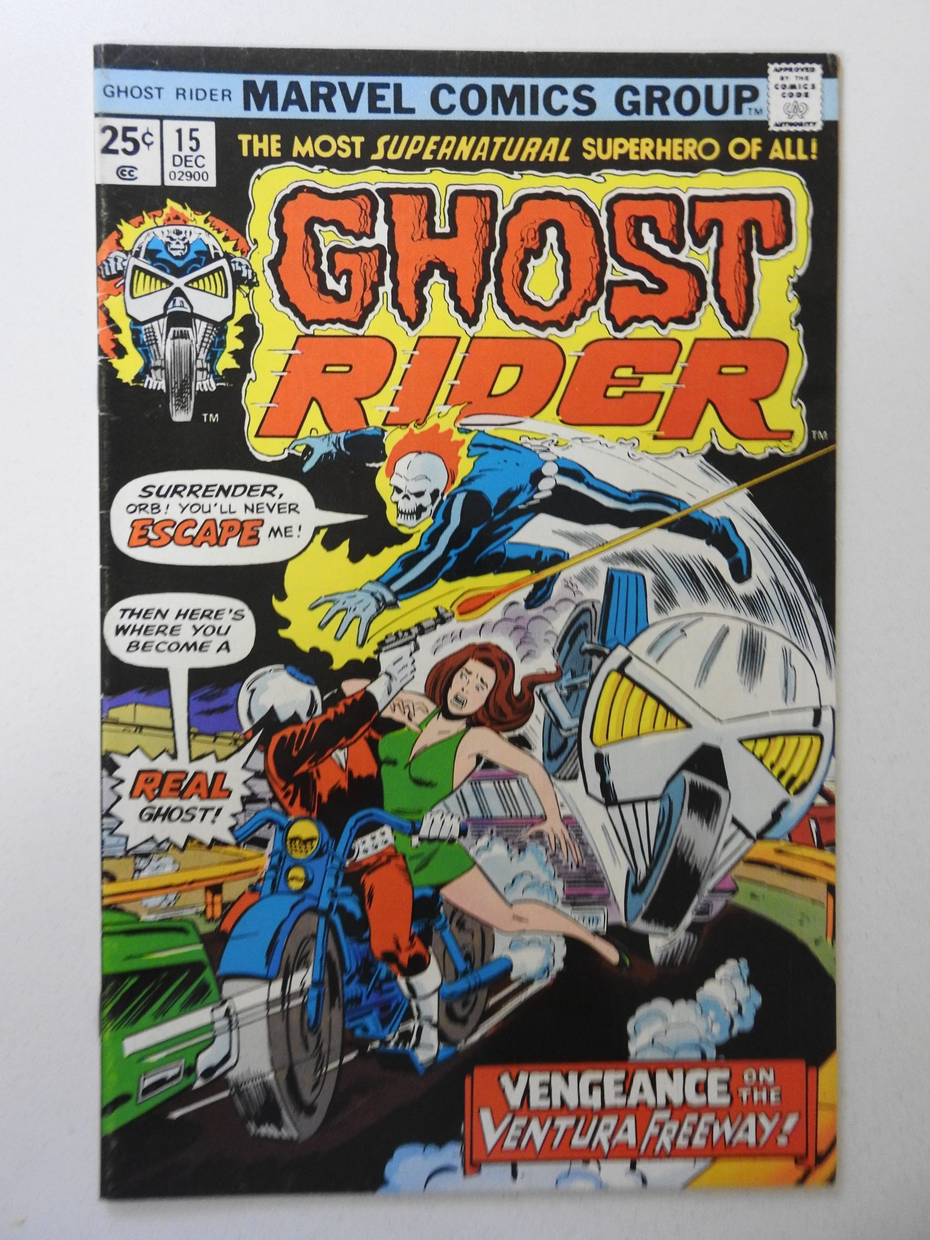 Ghost Rider #15 (1975) VG+ Condition centerfold detached bottom staple ...