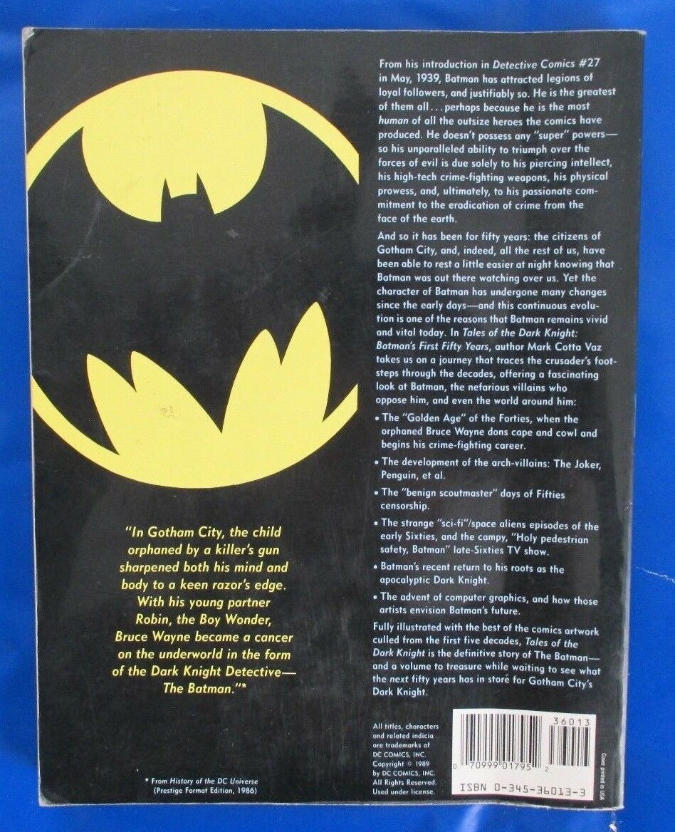 1989 Tales of the Dark Knight Batman 50 Years 1939-89 FN 6.0 SC | Comic ...