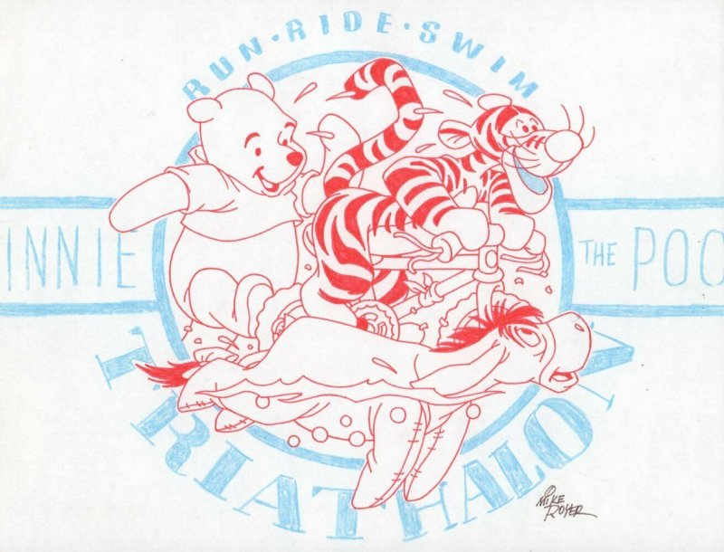 Winnie-the-Pooh Disney Black Ink Concept Art Trio Triathalon by Mike ...