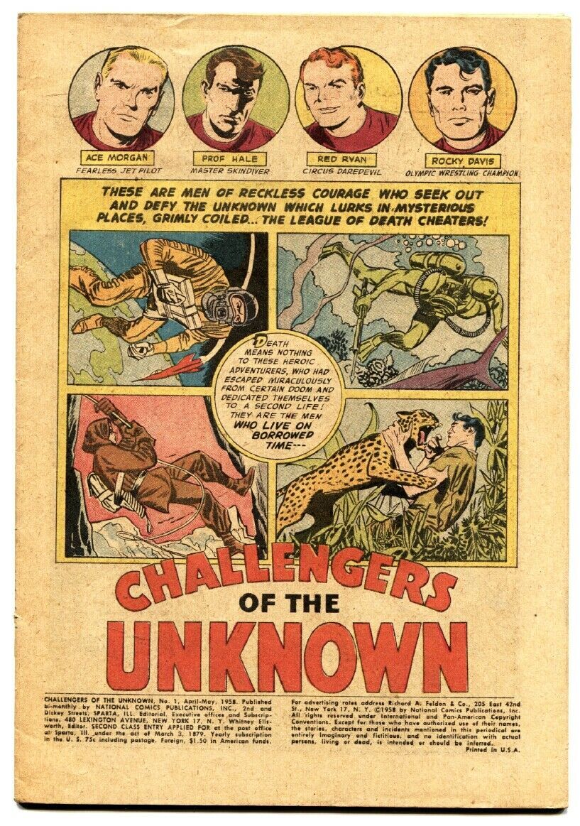 CHALLENGERS OF THE UNKNOWN #1 Jack Kirby Wally Wood DC First issue ...
