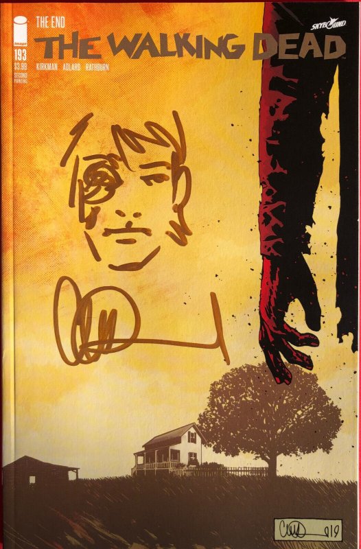 Walking Dead #193 W/Carl ONE EYE Remarque & Signed by Charlie Adlard ...
