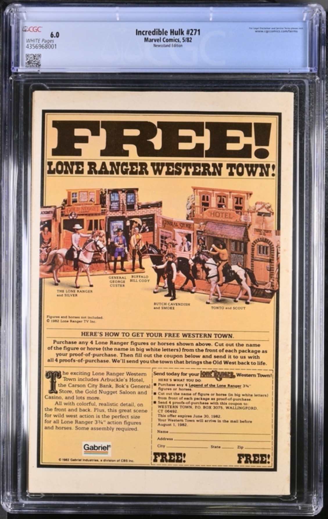 CGC Graded 6.0 The Incredible Hulk #271 (1982) 1st Appearance of Rocket ...