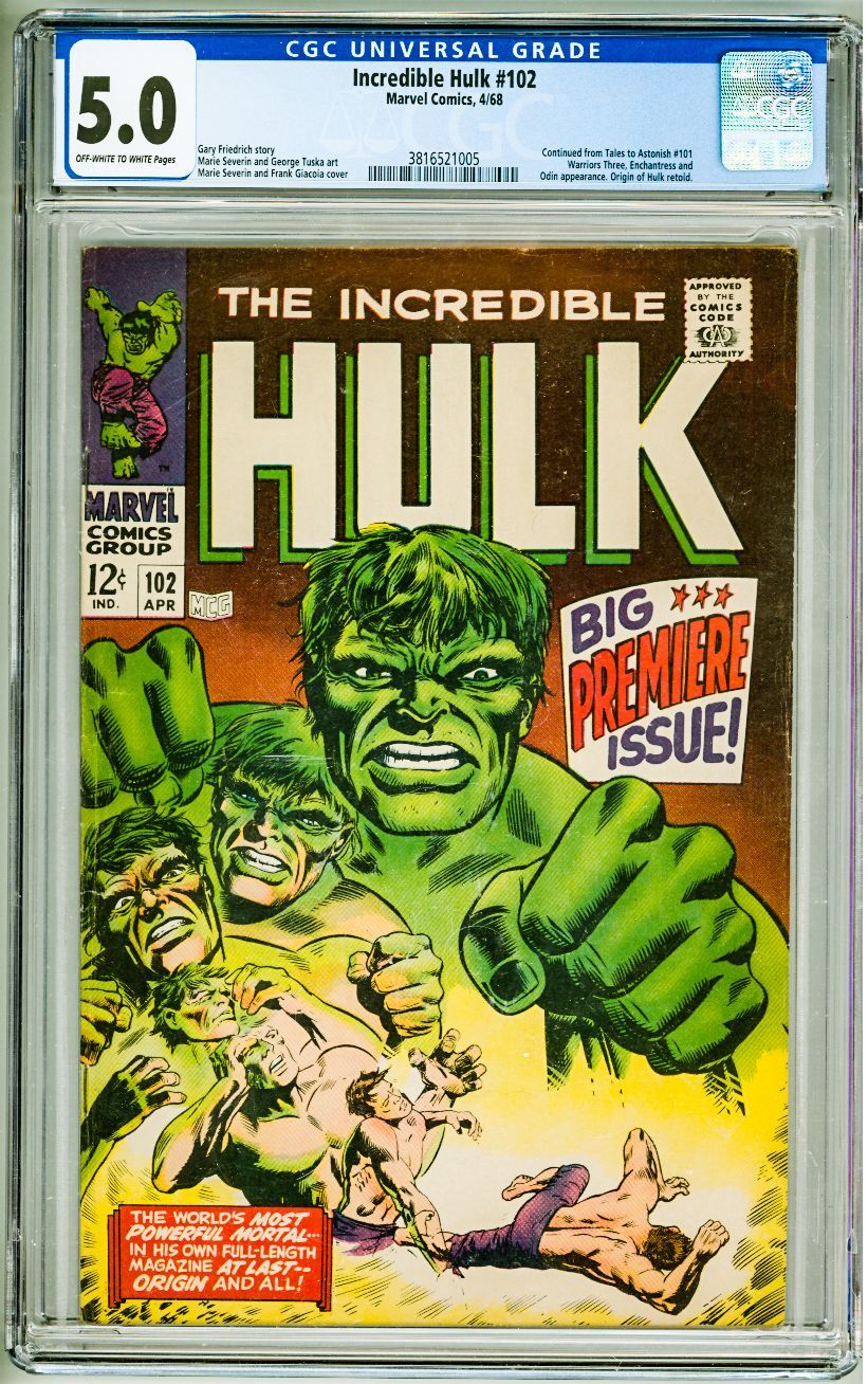 The Incredible Hulk #102 (1968) CGC 5.0! OWW Pages! | Comic Books ...